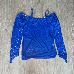 Tops | Blue Off The Shoulder Dance Costume Top With Rhinestones | Poshmark